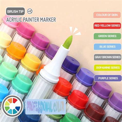 Professional Color Markers Set 9 Colors Acrylic Paint Markers With Brush Tip For Teens Paint