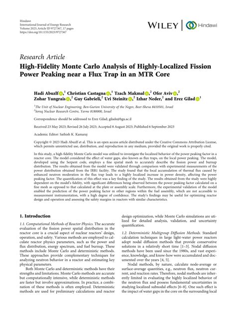 Pdf High Fidelity Monte Carlo Analysis Of Highly Localized Fission Power Peaking Near A Flux