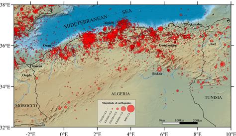 Spatial Distribution Of Earthquakes From The Pecaar Showing Magnitudes Download Scientific
