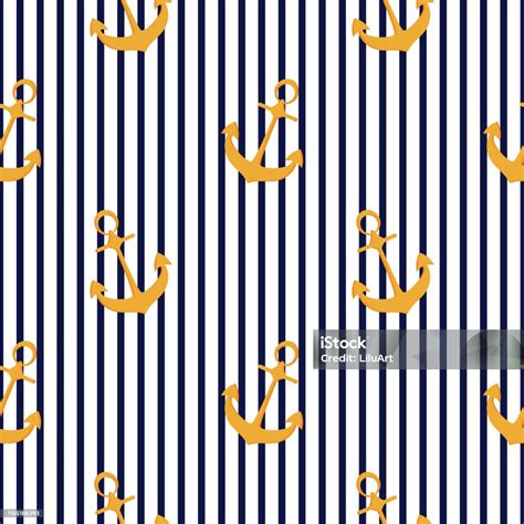 선박 앵커 원활한 줄무늬 패턴입니다 여름 항해 디자인입니다 갈고리 발톱에 대한 스톡 벡터 아트 및 기타 이미지 갈고리 발톱 걸이 장비 그래플링 후크 Istock