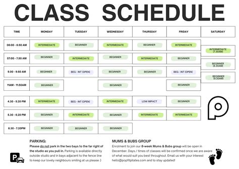 Timetable — Pop Fit Pilates Studio