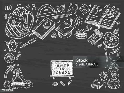 학교 보드입니다 다시 손으로 학교 카드에 그려진된 낙서 학교 제공합니다 벡터 일러스트 레이 션 가방에 대한 스톡 벡터 아트 및 기타 이미지 Istock