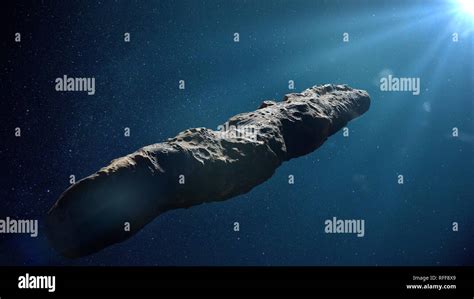 Oumuamua Comet Interstellar Object Passing Through The Solar System Unusual Shaped Asteroid