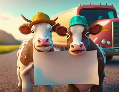 Demonstration Cows Cartoon Stock Illustration Illustration Of Cute