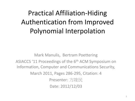 Ppt Practical Affiliation Hiding Authentication From Improved
