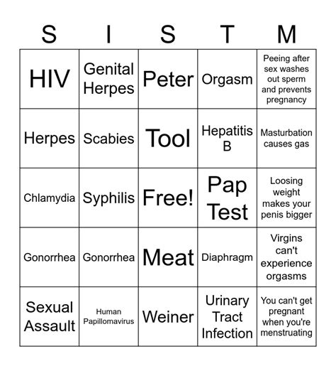 Sexual Responsibility Bingo Card