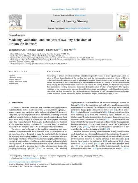 pdf modeling validation and analysis of swelling behaviors of lithium ion batteries