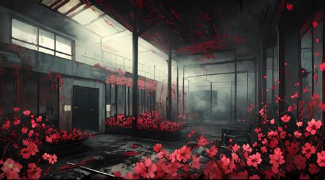 전경에 꽃 다발이 있는 건물 클로즈업 Seaart Ai