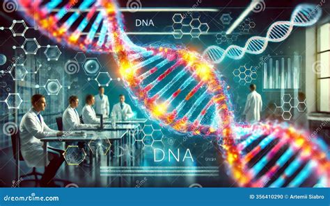 Scientists Working With Dna Structure In Modern Laboratory Stock