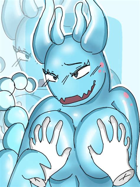 Rule 34 Blue Skin Blush Breast Grab Breasts Excited Ghazkin Hands Heart Shaped Pupils Horns