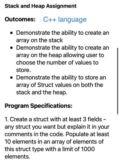 Solved Stack And Heap Assignment Outcomes C Language Chegg Com