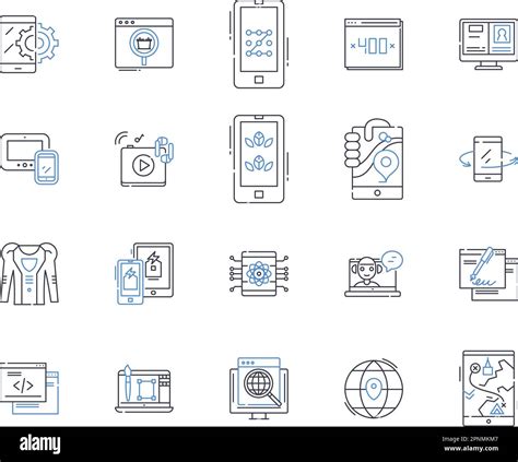 Connectivity Line Icons Collection Linkage Interconnectivity Integration Bonding
