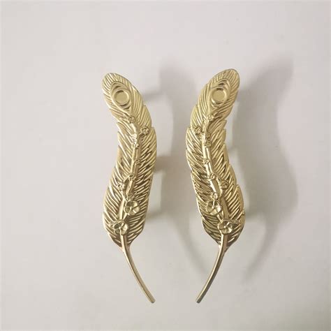 Solid Brass Leaf Knobs Cabinet Pull Knobs Gold Leaves Dresser Etsy