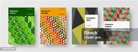 여러 가지 빛깔의 기하학적 타일 전단지 레이아웃 번들 신선한 플래카드 A4 디자인 벡터 일러스트 컬렉션 0명에 대한 스톡 벡터