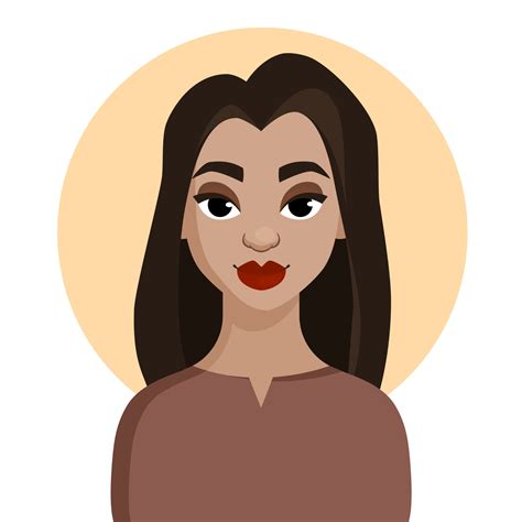 Retrato De Dibujos Animados De Una Mujer Joven Con El Pelo Largo