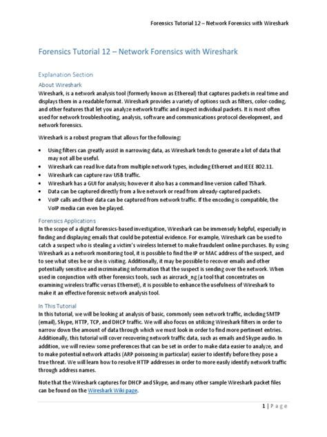 Forensics Tutorial 12 Network Forensics With Wireshark Pdf Transmission Control Protocol