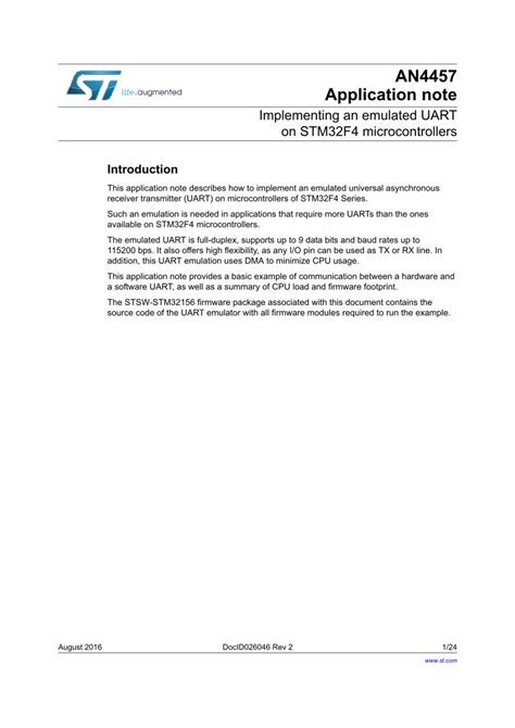 pdf implementing an emulated uart on stm32f4 microcontrollers · implementing an emulated uart