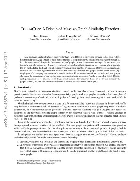 Pdf Deltacon A Principled Massive Graph Similarity Function