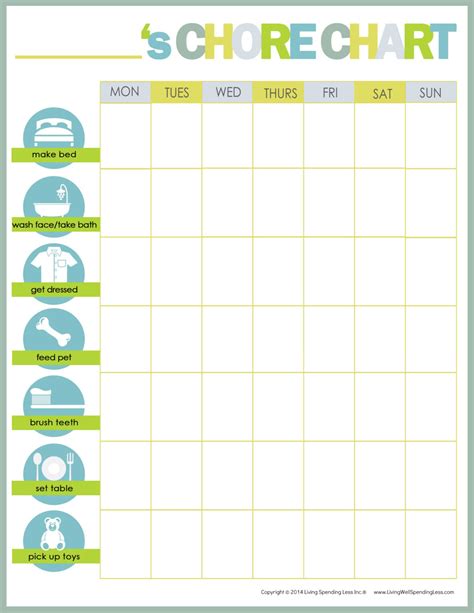 Free Printable Weekly Chore Charts Printable Pictures