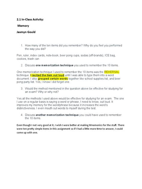 21 In Class Assigment Memory Pdf