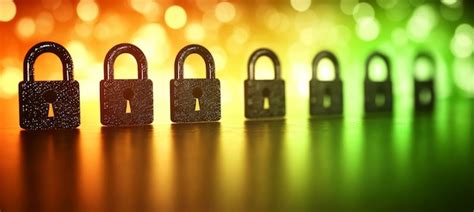 Security Gradient Padlocks On Reflective Surface With Bokeh Background Symbolizing Cyber Safety