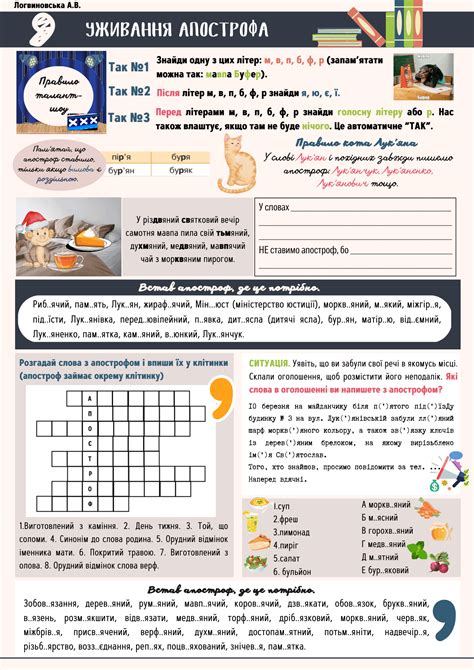 Робоча картка Апостроф 5 клас Інші методичні матеріали Українська мова