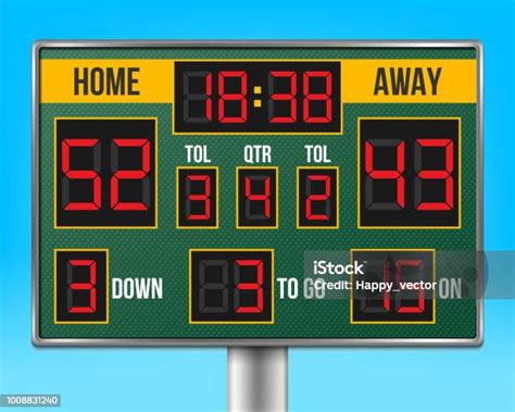 미식 축구 점수 판 투명 한 배경에 고립 된 인포 그래픽으로의 크리에이 티브 벡터 일러스트 아트 디자인 스포츠 게임 점수 디지털