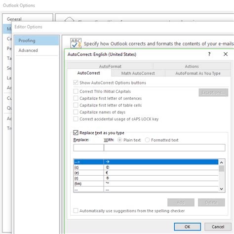 Microsoft Office Enable Modification Of Autocorrect Options In Outlook Super User