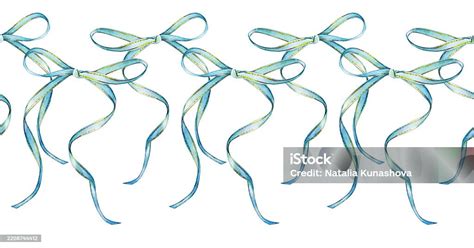 수채화 완벽 한 테두리 파란색과 황금색 새틴 리본 리본 활 흰색 배경에 장식적인 선물이나 디자인을 위한 테두리 플로리스트 벽지 또는 포장을 위한 손으로 그린 프레임 결혼식