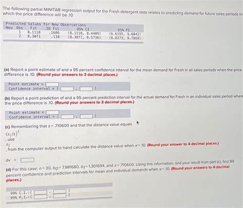 solved the following partial minitab regression output for