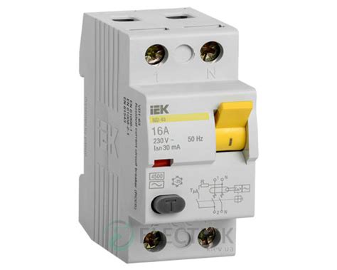 Устройство защитного отключения (УЗО) ВД1-63 2Р 16 А 30 мА тип AC, IEK ...