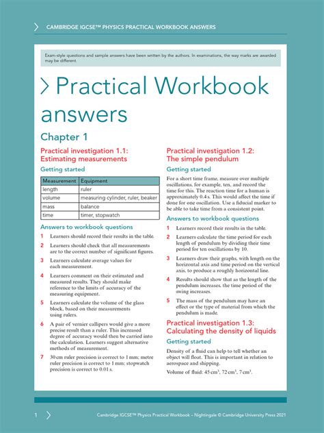 Igcse Physics 3ed Tr Practical Workbook Answers Pdf