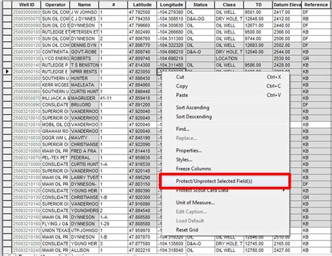 How To Protect Unprotected Selected Well Fields In Wellbase Gverse Geographix Blog