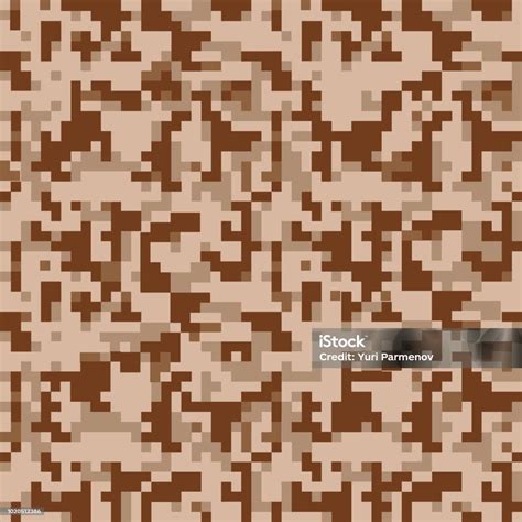 군사 원단 또는 사냥 픽셀 위장 배경입니다 원활한 카 모 패턴입니다 브라운 베이 지 색상의 위장 벡터 일러스트입니다 갈색에 대한 스톡 벡터 아트 및 기타 이미지 Istock
