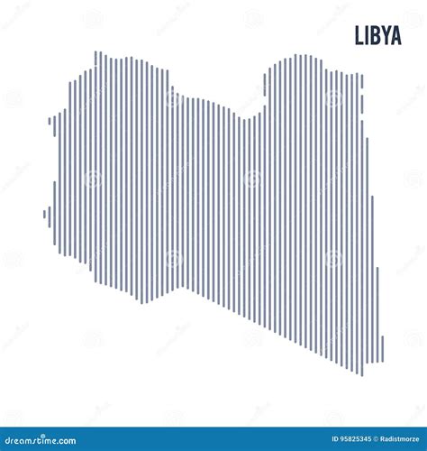 Vector Abstract Hatched Map Of Libya With Vertical Lines Isolated On A White Background Stock