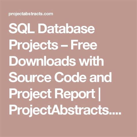Sql Database Projects Free Downloads With Source Code And Project
