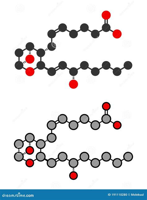 Thromboxane A2 Txa2 Molecule Skeletal Formula Stock Image