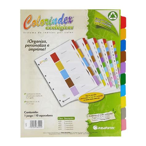 Separador 10 Div Colorindex Pestaña De Color Mod 6202