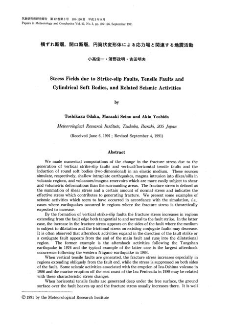 Pdf Stress Fields Due To Strike Slip Faults Tensile Faults And Cylindrical Soft Bodies And