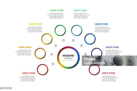 가로 8 단계 디자인 라운드 3d 현실적인 요소와 레이아웃 Infographic 서식 파일 0명에 대한 스톡 벡터 아트 및 기타 이미지 0명 3차원 형태 가장자리