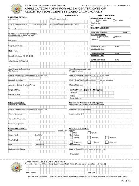 Application Form For Acr I Card New Fillable Download Free Pdf