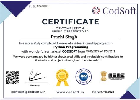 Prachi Singh On Linkedin Codsoft Cip Pythonprogramming