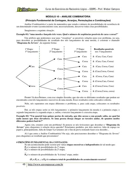 Aula 80 Análise Combinatória Pdf Permutação Combinatória