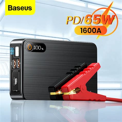 베이서스 16000mah 자동차 점프 시작기 1600a Pd 65w 빠른 충전기 및 비상 배터리 핸드폰닷컴