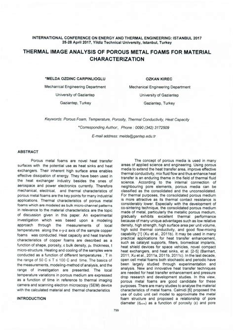 Pdf Thermal Image Analysis Of Porous Metal Foams For Material