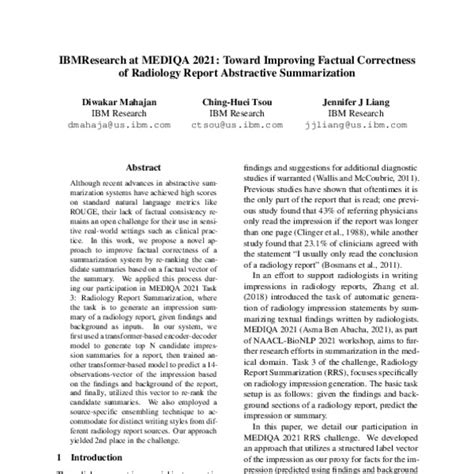 ibmresearch at mediqa 2021 toward improving factual correctness of