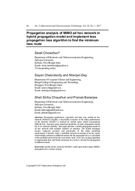 Pdf Propagation Analysis Of Mimo Ad Hoc Network In Hybrid Propagation