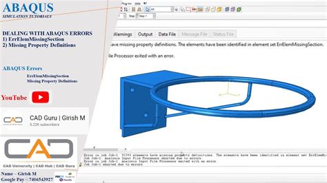 Dealing With Abaqus Errors Errelemmissingsection Missing Property Definitions Youtube