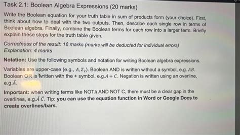 Solved Task 21 Boolean Algebra Expressions 20 Marks