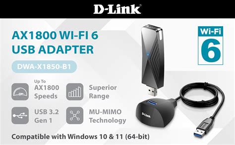 D Link Wi Fi 6 Ax1800 Gigabit Usb 3 0 Adapter With Cradle For Upgradin D Link Systems Inc